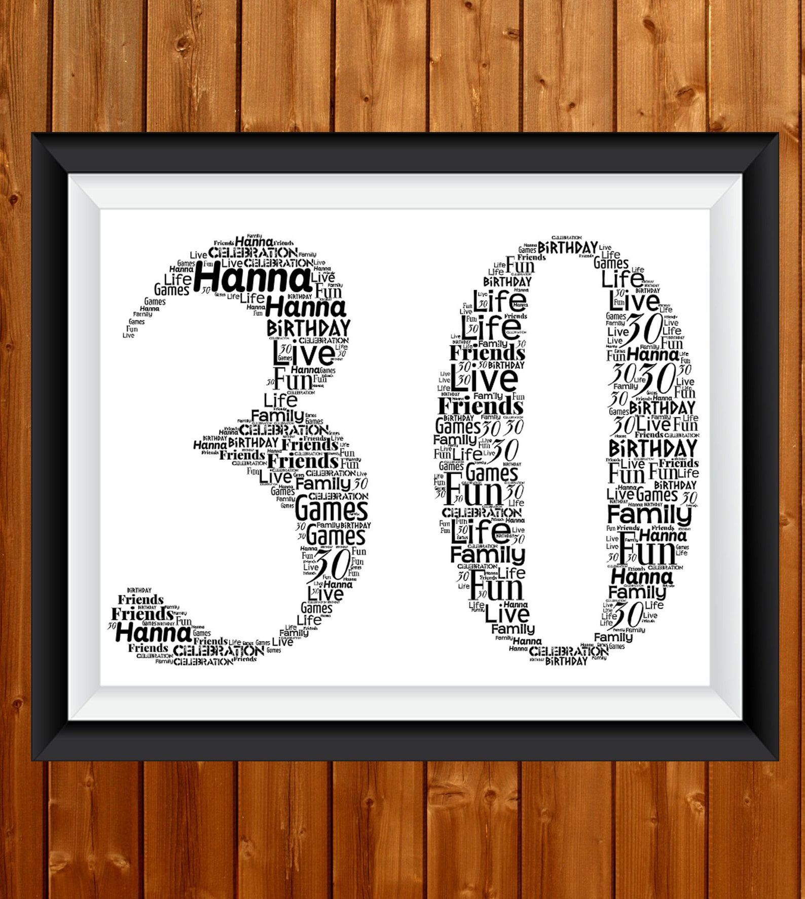 Personalised 30th Word Art Print. Thirty Birthday Gift . 30 - Etsy UK