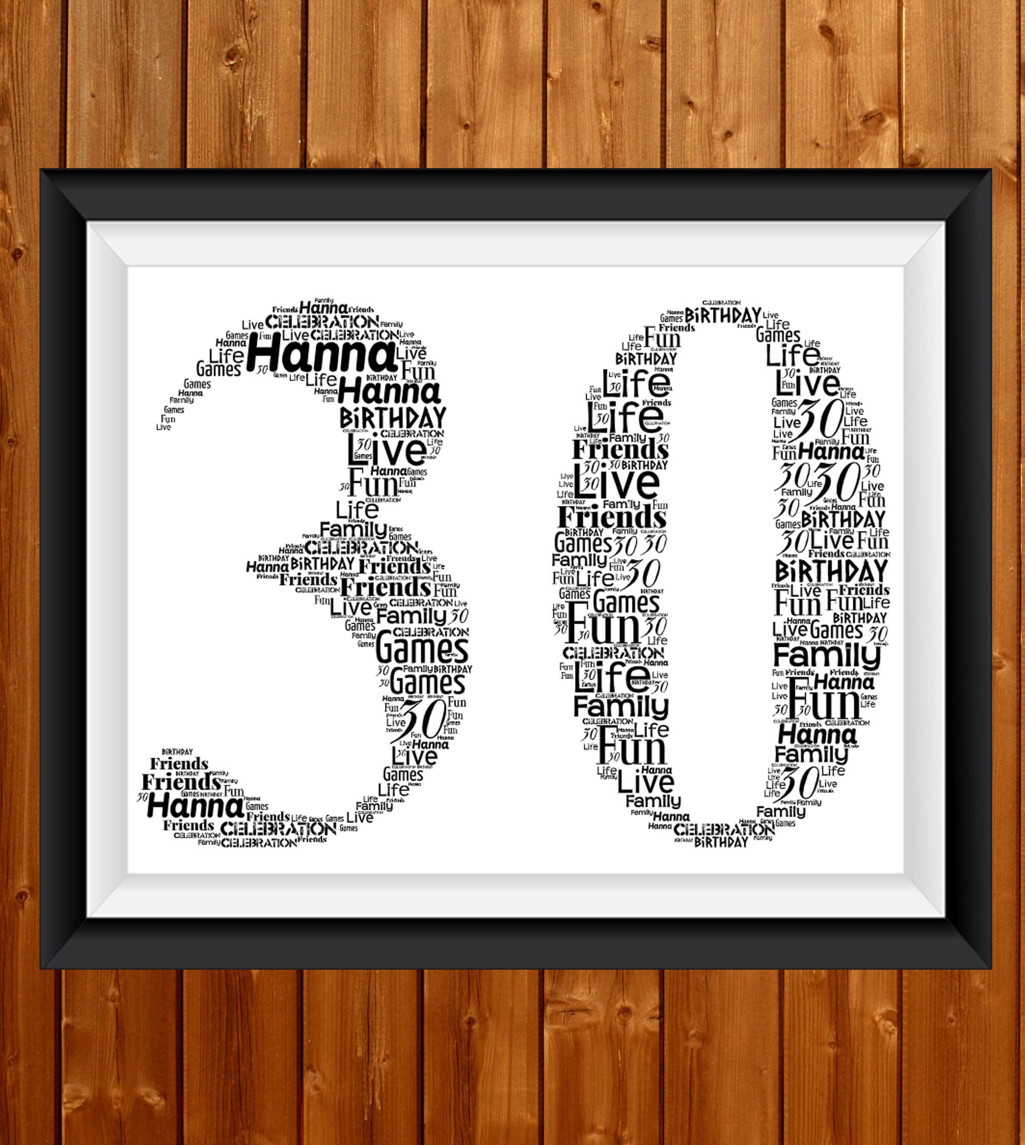 Personalised 30th Word Art Print. Thirty Birthday Gift . 30 - Etsy UK