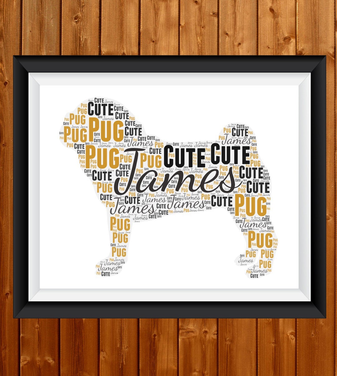 Personalised Word Art, Your Words, Pug Image. Personalised Pug. Gift ...