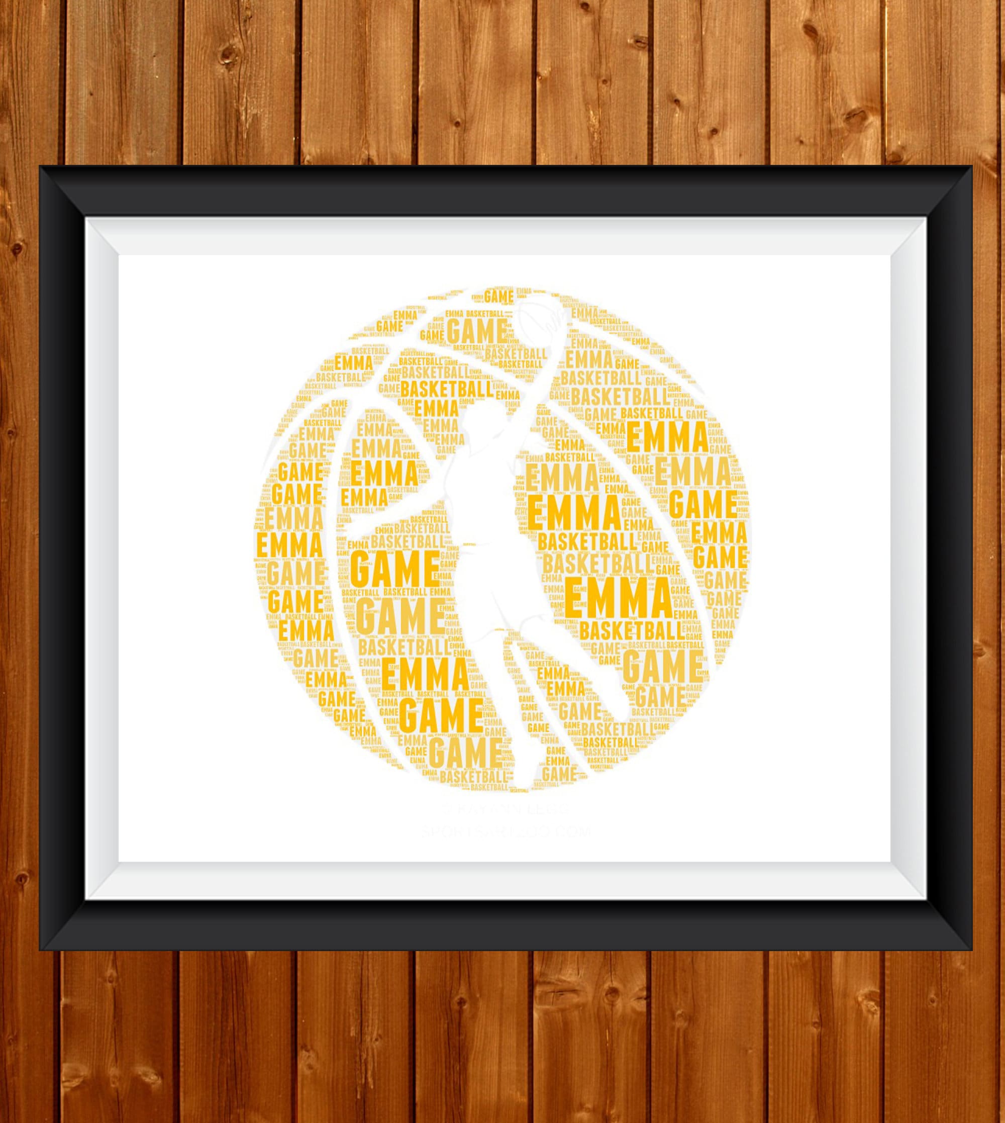Personalised PRINTABLE Basketball Word Art Silhouette Gift For | Etsy