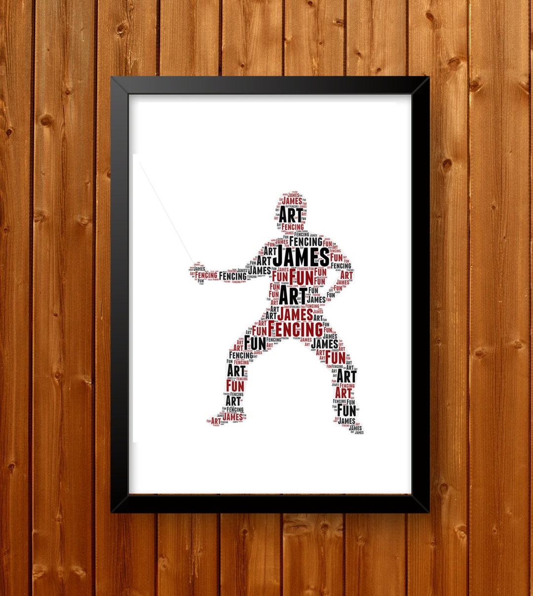 Personalised Word Art Gift Male Fencing Gift Men Fencing Player Gift ...