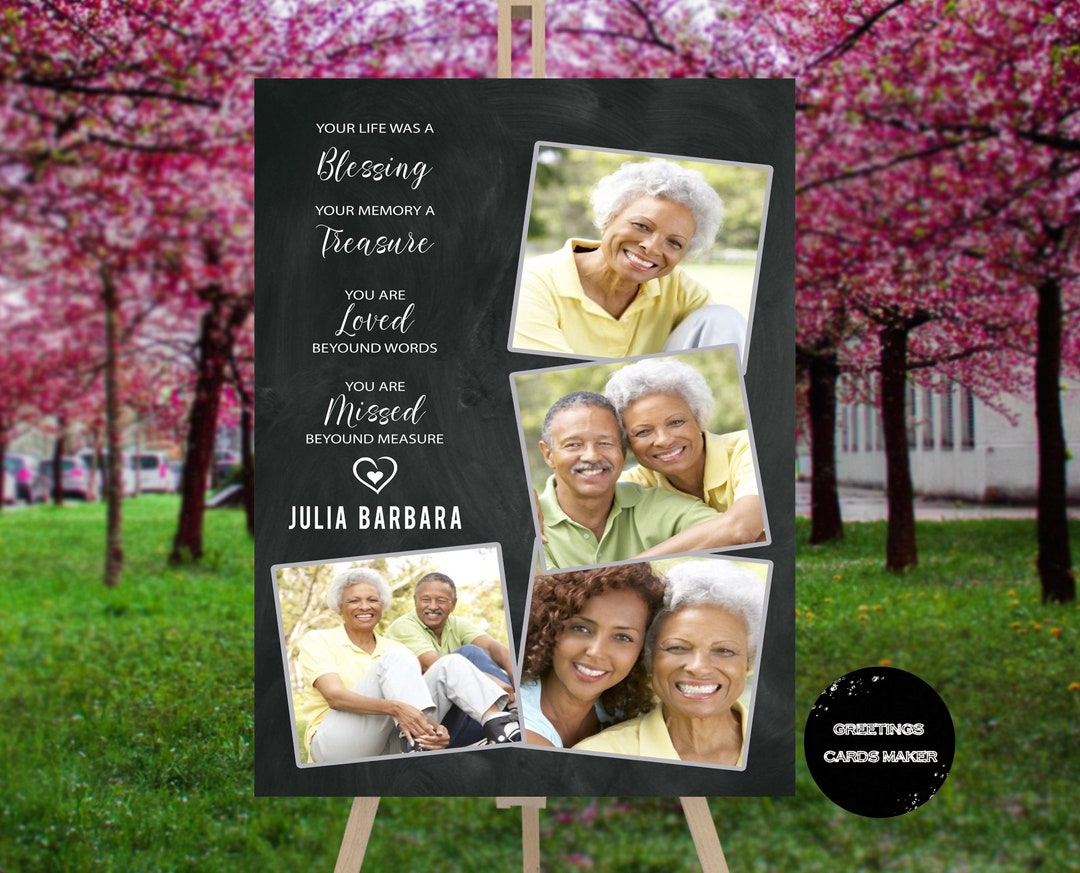 Memorial Photo Collage Sign Large Memorial Sign Celebration - Etsy