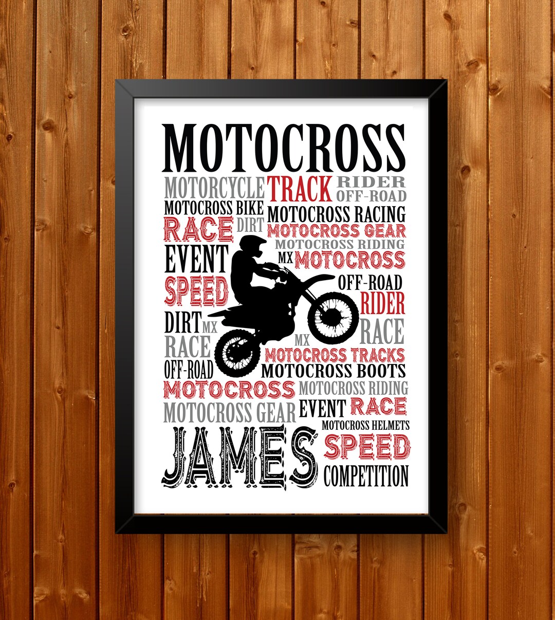 Motocross Word Art Poster Gift, Dirt Bike Gift Print, off Road Bike ...