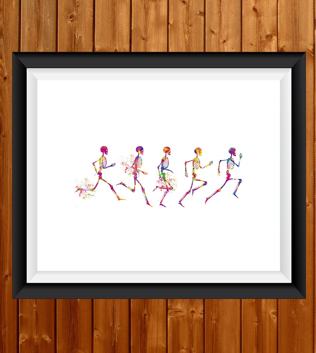 Running Phases Gift, Watercolor Art Print - Skeleton Running Print ...