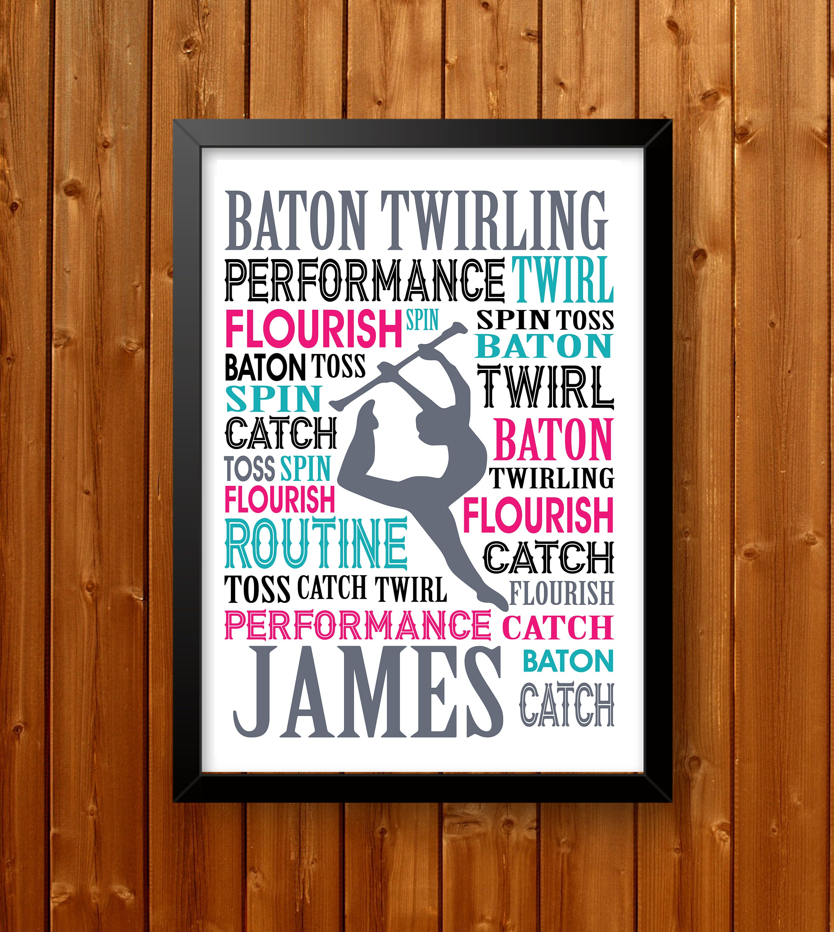 Personalised Baton Team Gift, Baton Twirling Poster, Baton Twirler ...