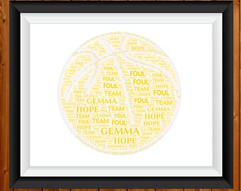 Personalised PRINTABLE Netball Word Art Gift Netball Player Gifts Print ...