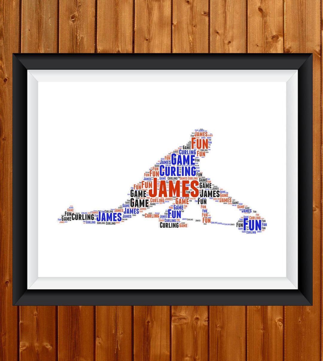 Personalised PRINTABLE Word Art Gift Male Curling Gifts Sports Gift Men ...