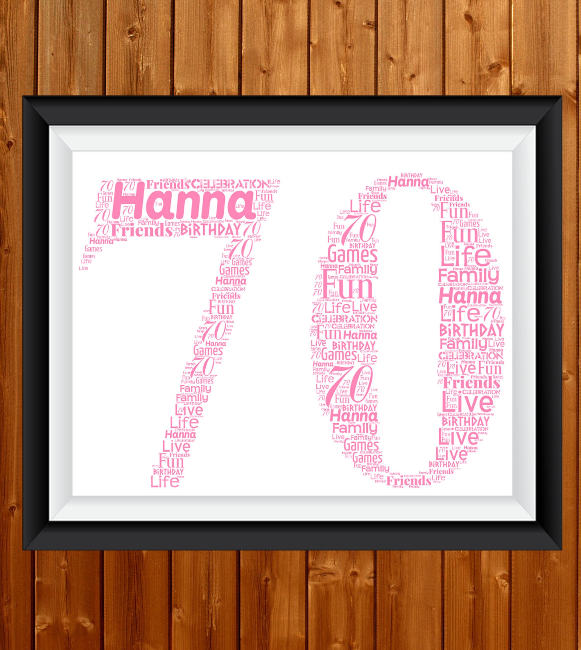 Personalised 70th Word Art Print. Seventy Birthday Gift . 70 | Etsy