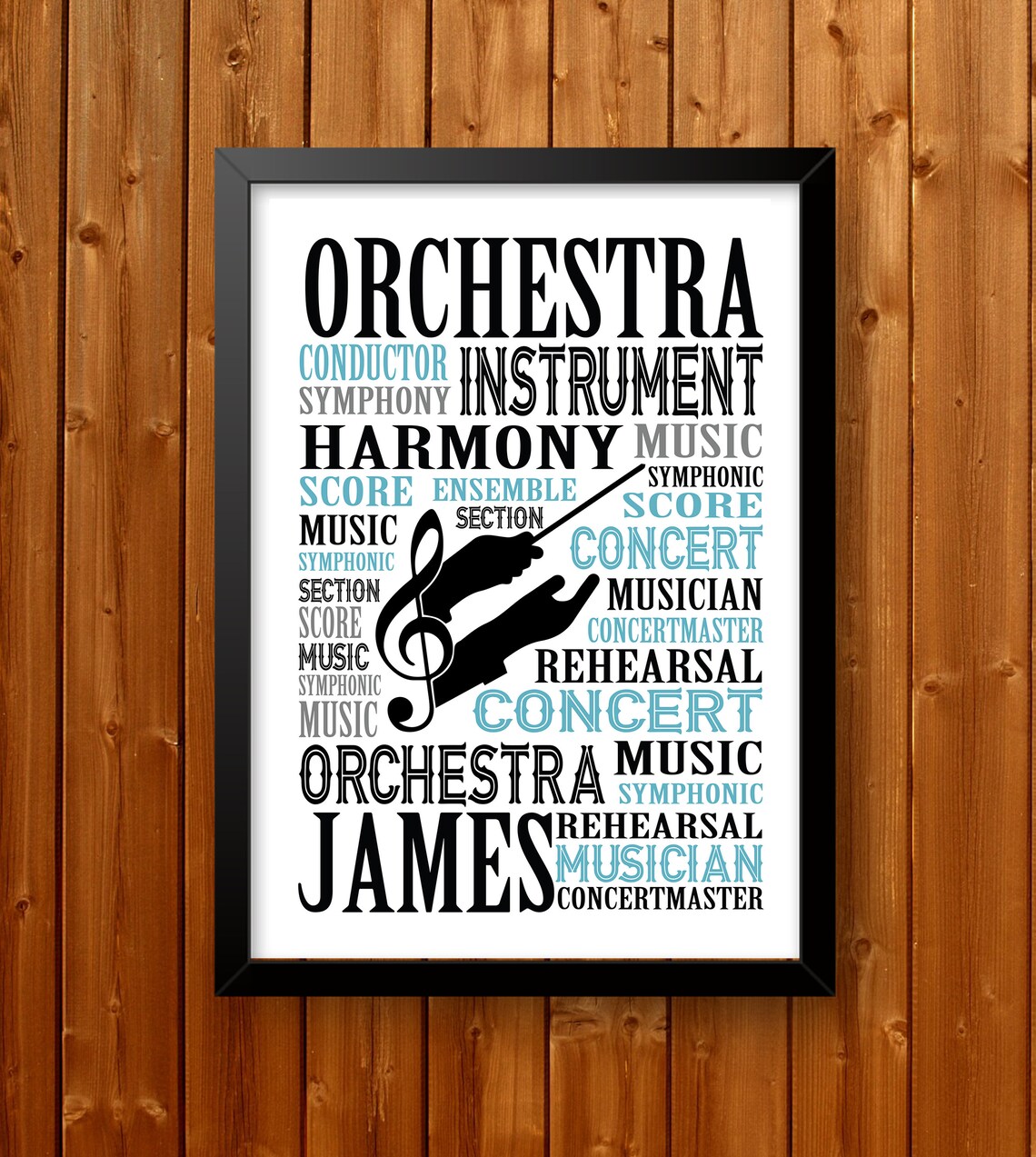 Personalised Orchestra Teacher Gift, Music Name Art, Orchestra Gift ...
