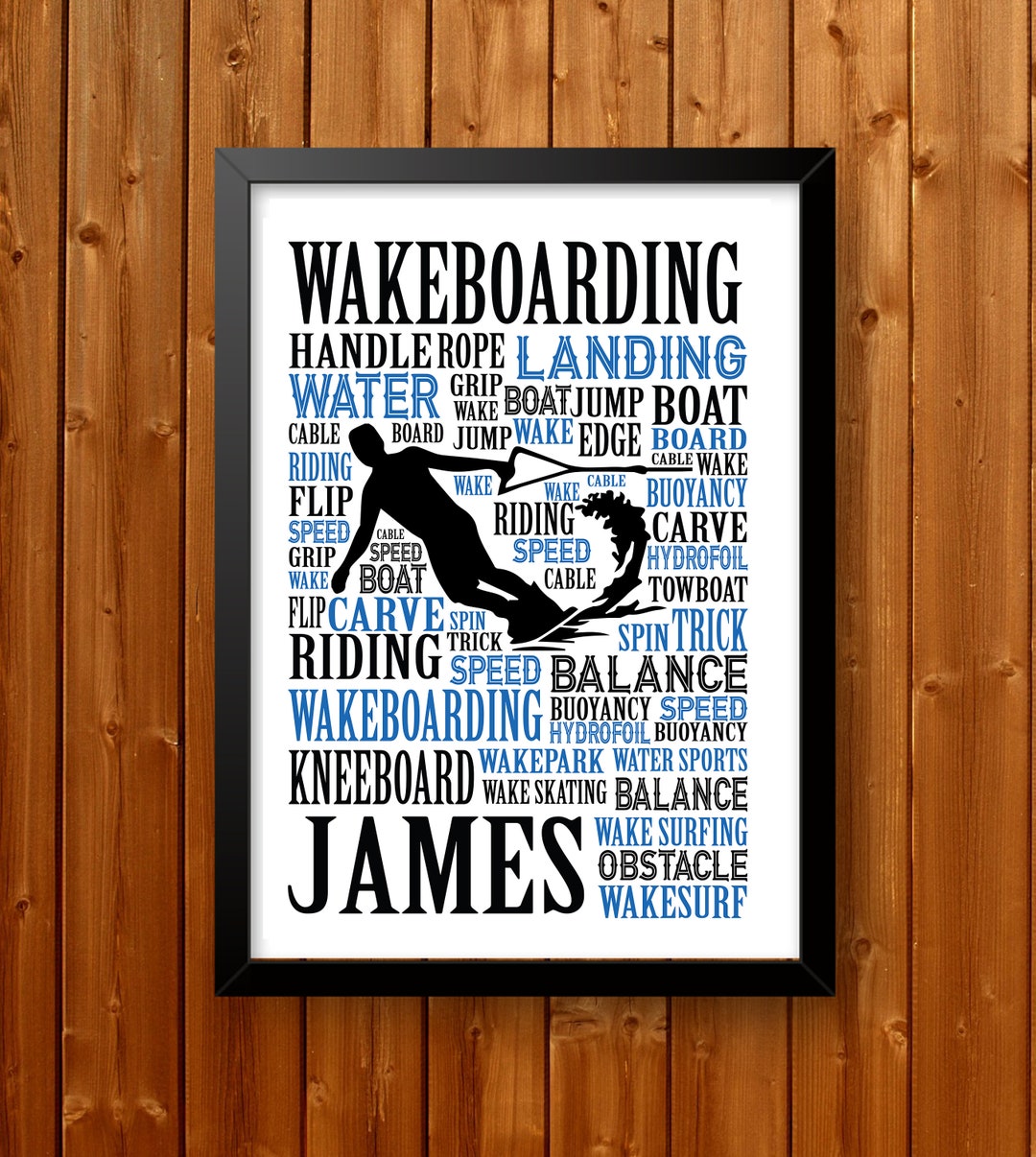 Personalisiertes Wakeboarding Poster, Wakeboarding Typografie ...