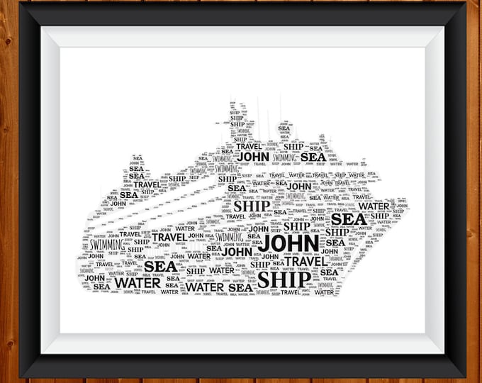 Personalised Cruise Ship Print Custom Word Wall Art Frame Cruising ...