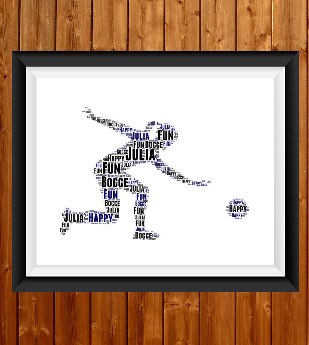 Personalised PRINTABLE Word Art Gift Female Bocce Ball Gifts Sports ...