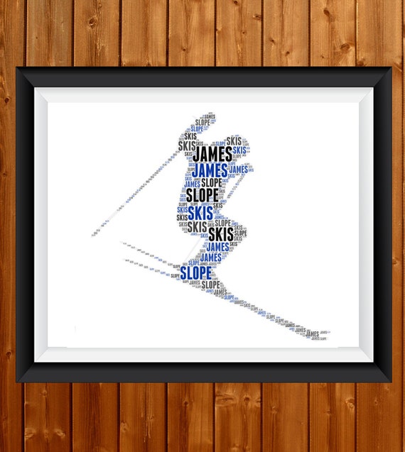Personalised Skiing Word Art Gift PRINTABLE Skiing Gifts | Etsy