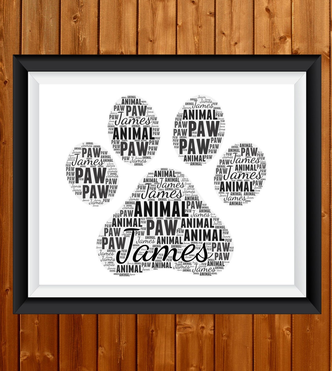 Dog Paw Print Word Art - Personalised Cat Lover Paw Print Dog Animal ...