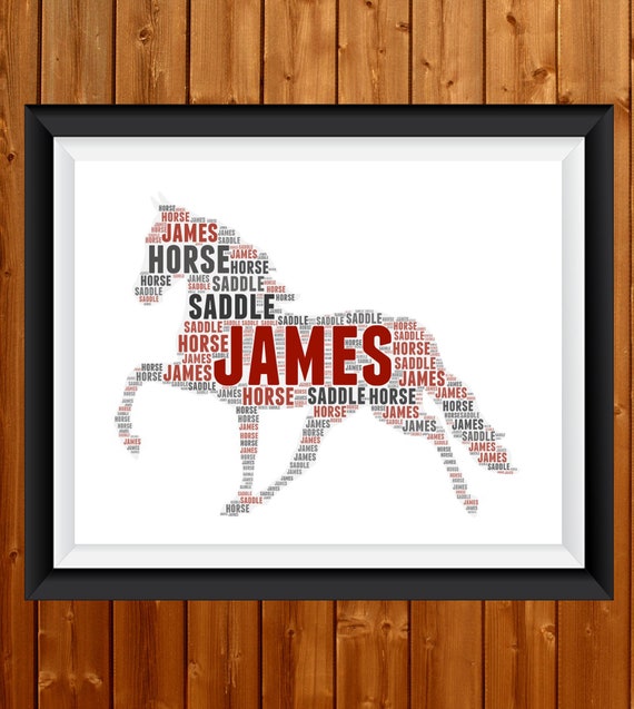 Personalised Horse Print Horse Word Art Horse Rider Gift | Etsy