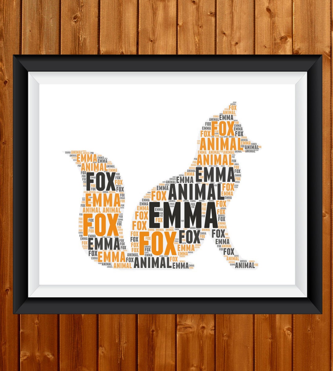Fox Word Art- Fox Wall Art - Fox Gift- Personalised Fox Lover Gift Word ...