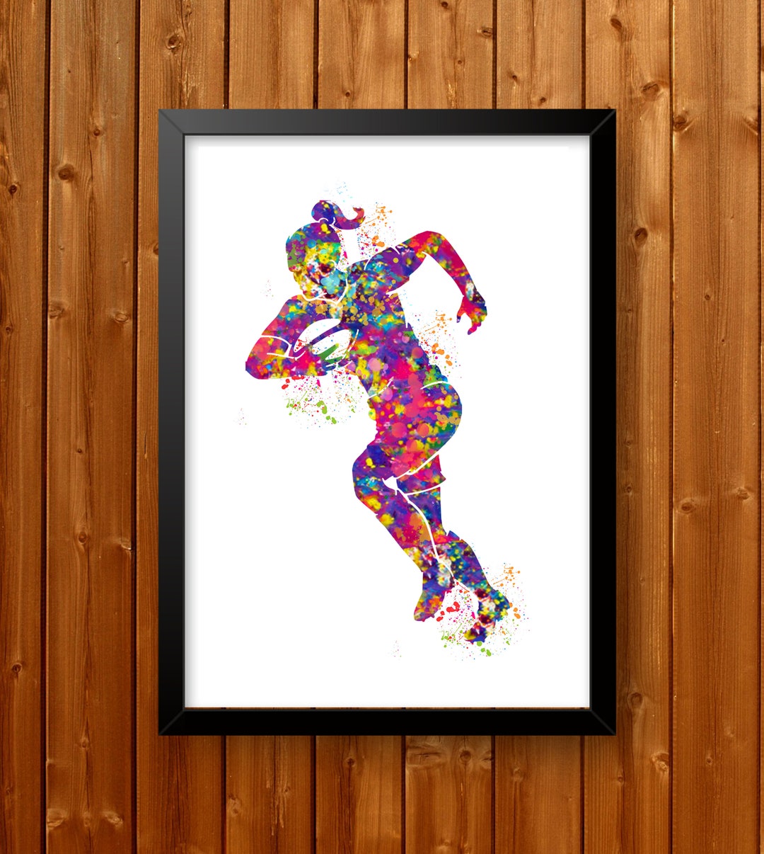 Rugby Player Girl Watercolor Print Gift Female Woman Girls Rugby Player ...
