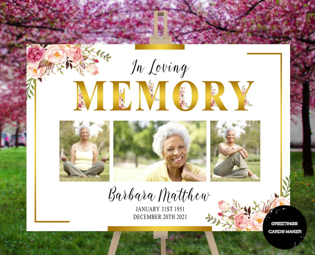 Funeral Photo Collage, Large Memorial Sign, Celebration of Life Poster ...