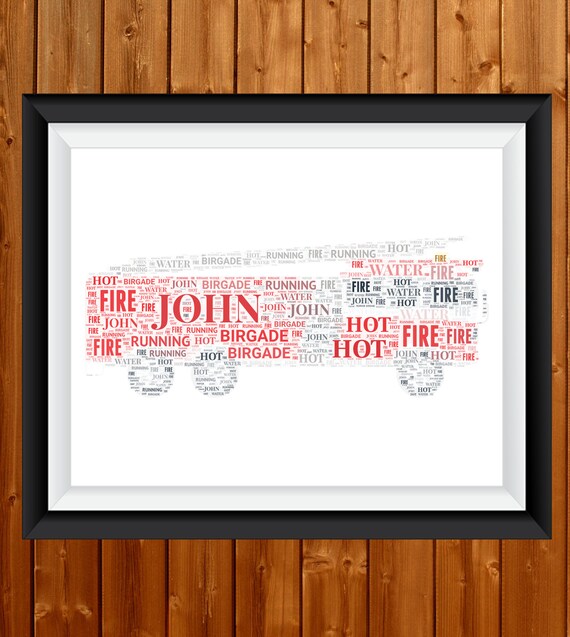 Personalised PRINTABLE Fire Fighter Word Art Gift Fireman Gift - Etsy