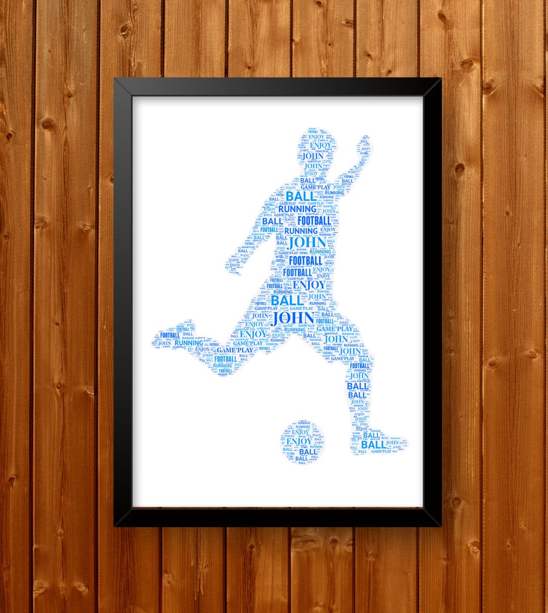 Personalised Football Gifts Word Art Wall Print - Soccer Fan Gifts Wall ...