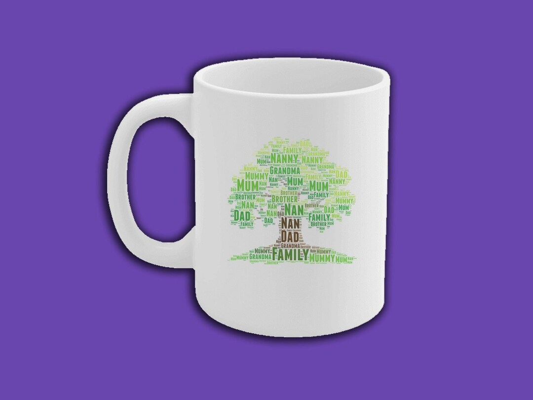 Personalised Family Tree Mug Custom Word Mug Birthday, Mothers Day ...