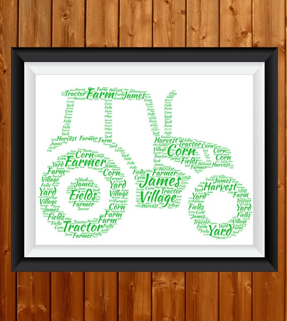 Personalised Tractor Print Farmer Word Wall Art Frame - Etsy