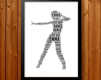 Personalised PRINTABLE Hip Hop Dancer Word Art Gift Dance Gifts Print ...