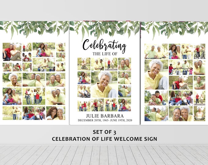 Celebration of Life Photo Sign 3 | Green Celebration of Life Poster ...