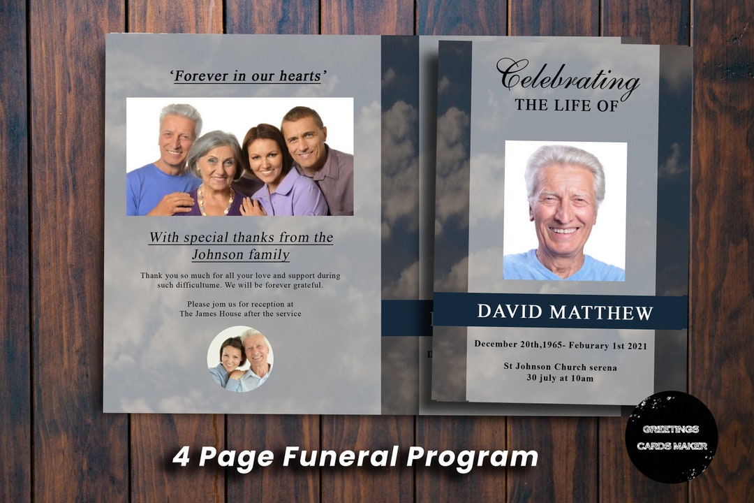 Funeral Program Template for Man Sky Memorial for Dad Funeral Program ...