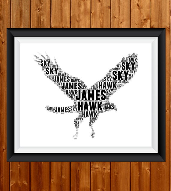 Hawk Gifts Personalised Hawk Gifts Word Art Wall Print Birds | Etsy
