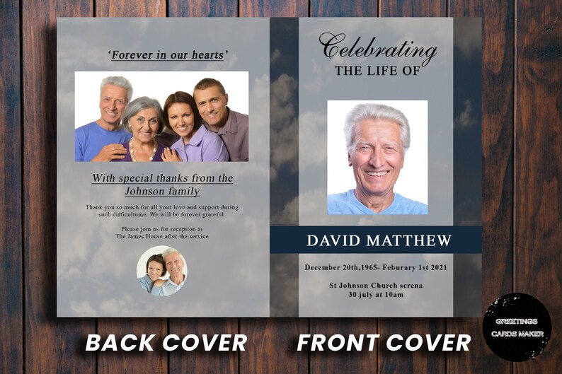 Funeral Program Template for Man Sky Memorial for Dad - Etsy