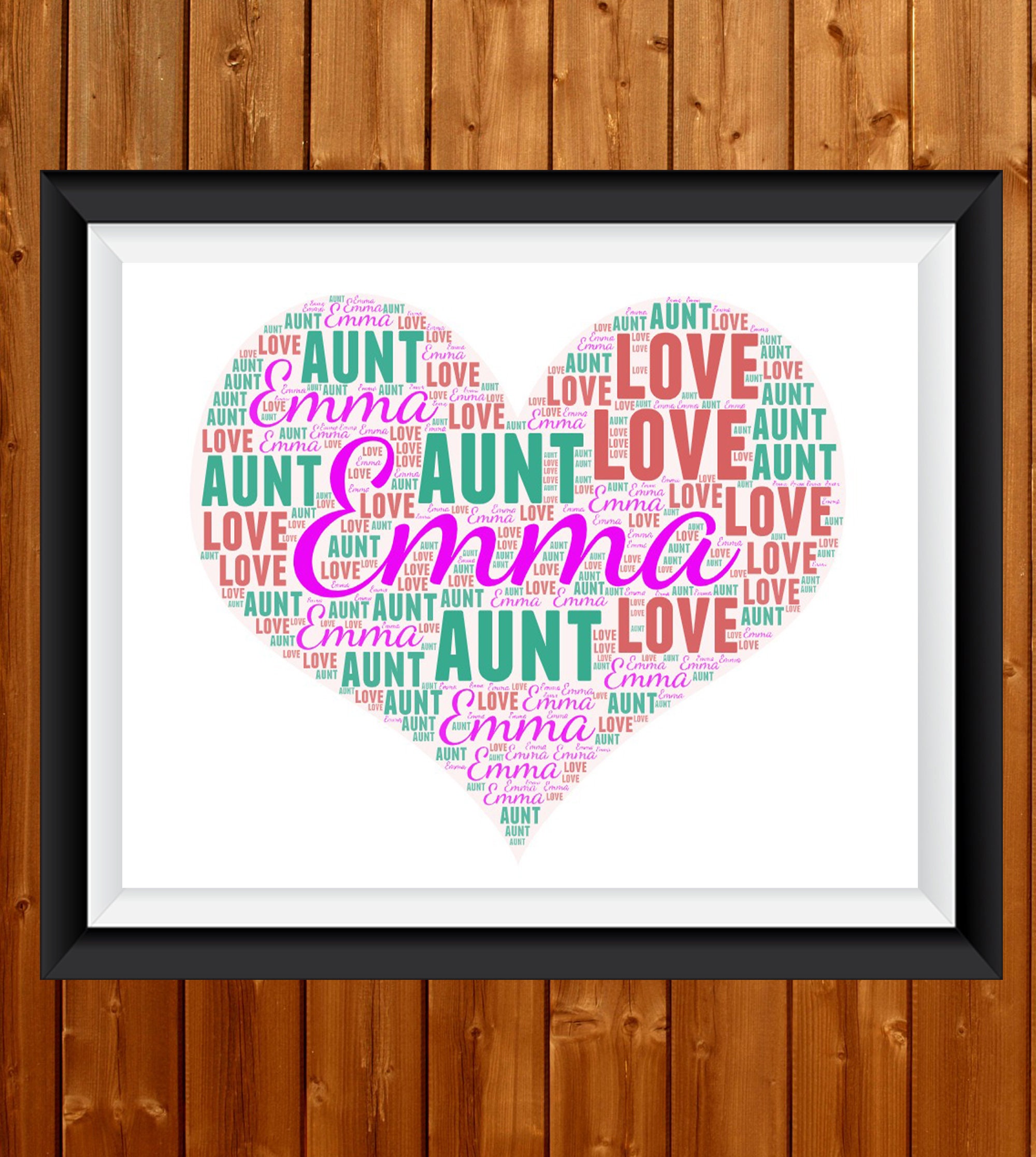 Personalised Aunt Gift, Aunt Word Art, Auntie Print, Aunty Wall Art ...