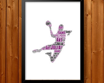 Personalised PRINTABLE Handball Men Word Art Gifts Handball Boy Player ...