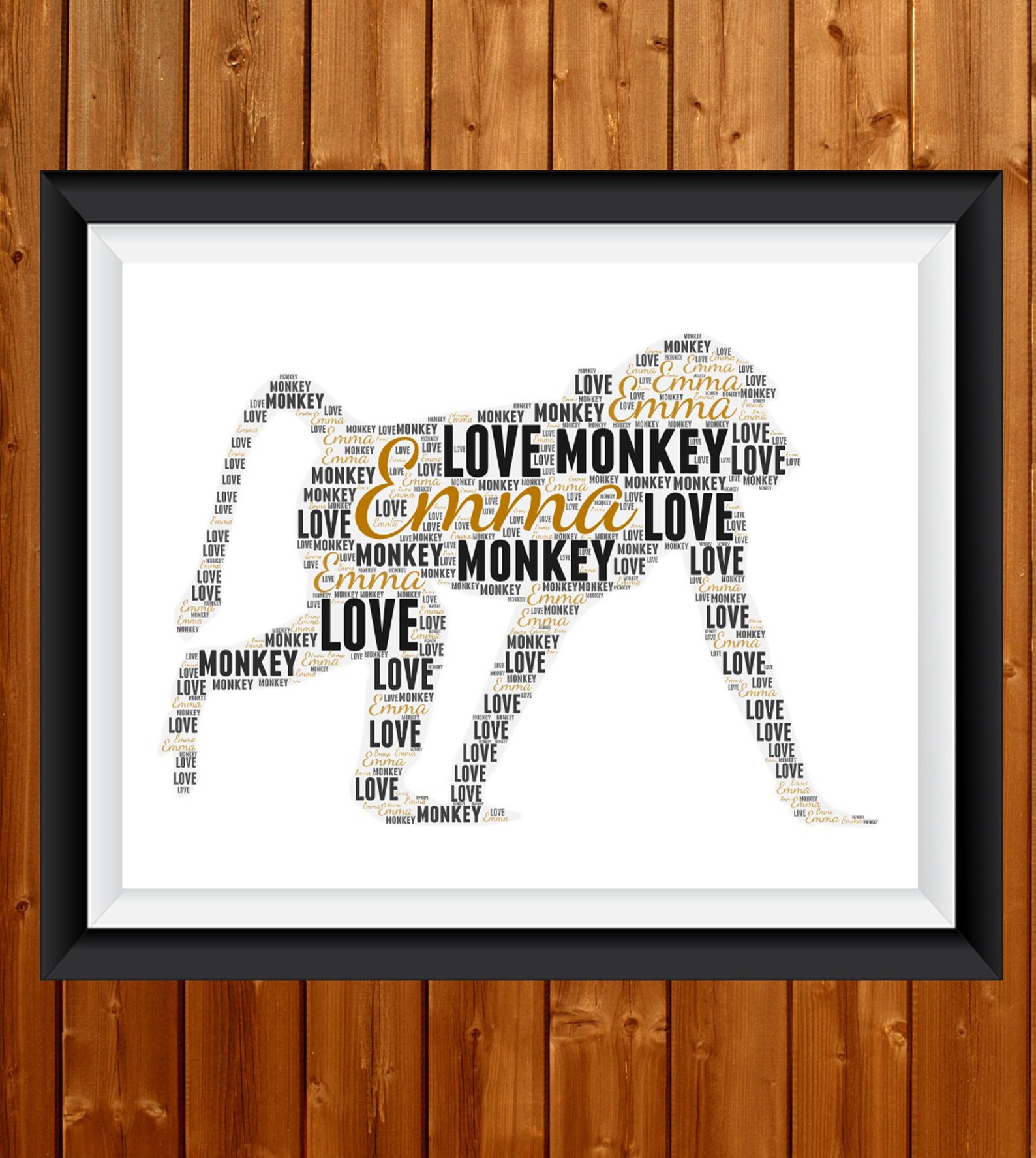 Personalised Monkey Word Art Monkey Design Monkey in Tree - Etsy