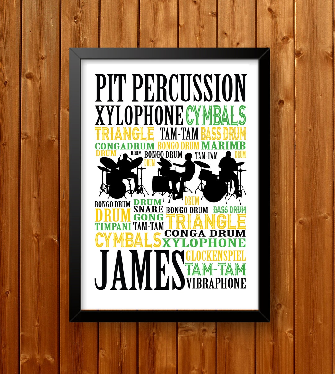Personalised Pit Percussion Poster, Marching Band Typography, Gift for ...