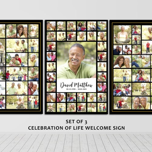 Funeral Photo Display for Men Blue and Silver Celebration - Etsy