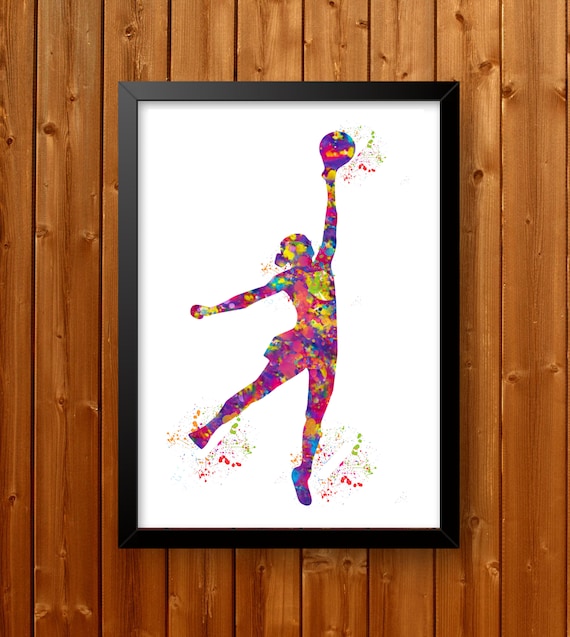 Netball Player Watercolor Print Netball Woman Female Girl | Etsy