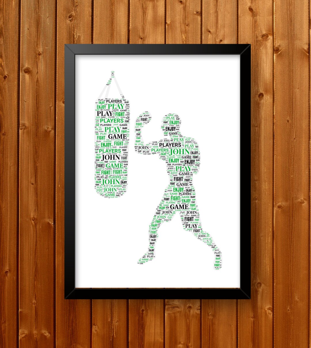 Personalised Word Art Gift Kickboxing Punchbag Gifts Kickboxer Print ...