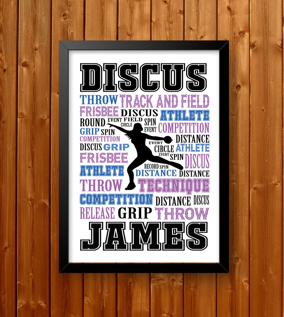 Personalised Discus and Shot Put Poster, Track Team Gifts, Discus ...