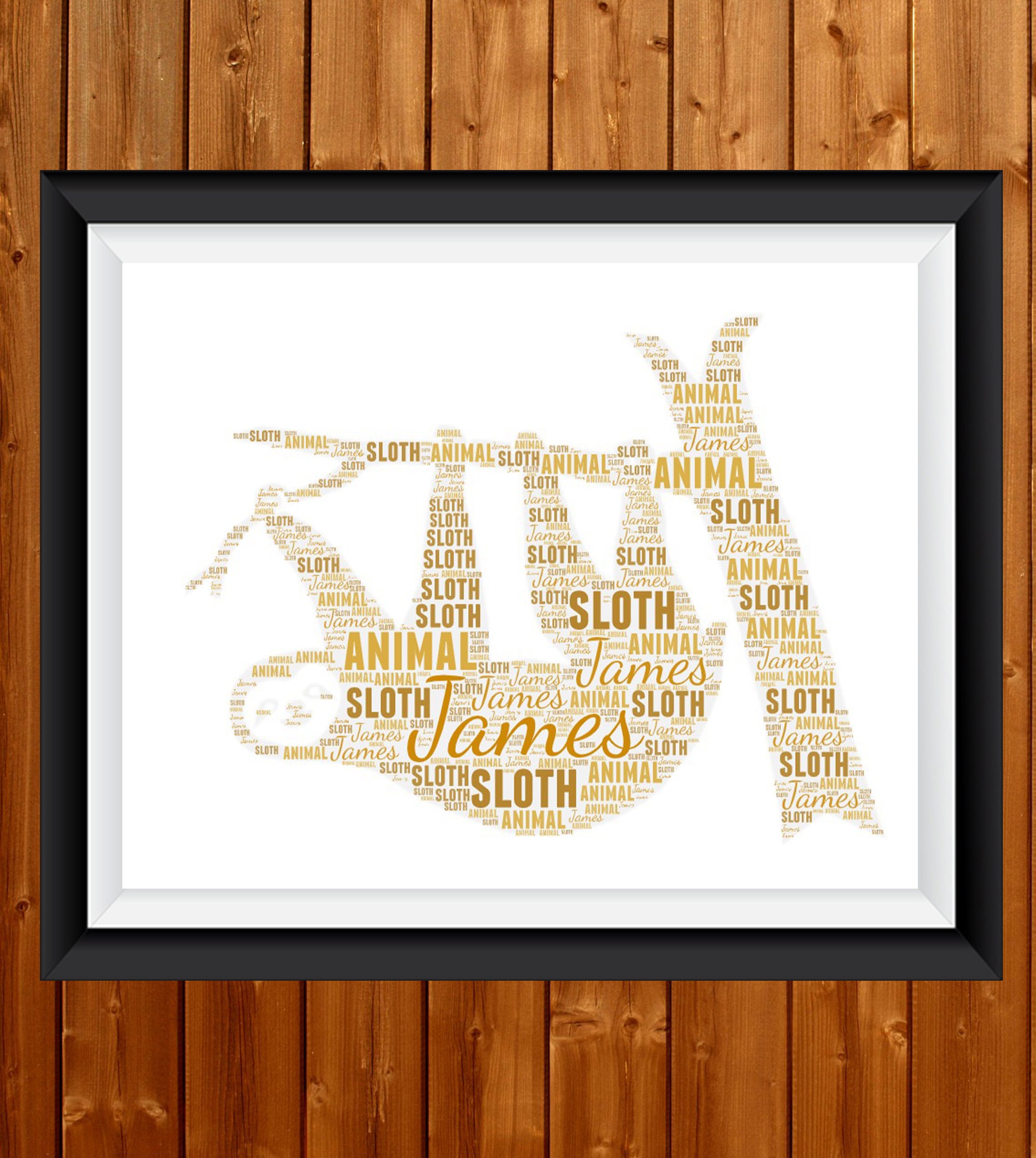 Personalised Sloth Word Art, Sloth Gift, Sloth Design. Sloth Wall Art ...