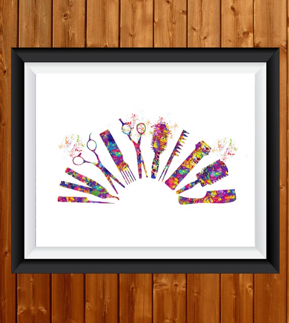 Hairdresser Watercolor Print Hair Salon Decor Wall Art - Etsy