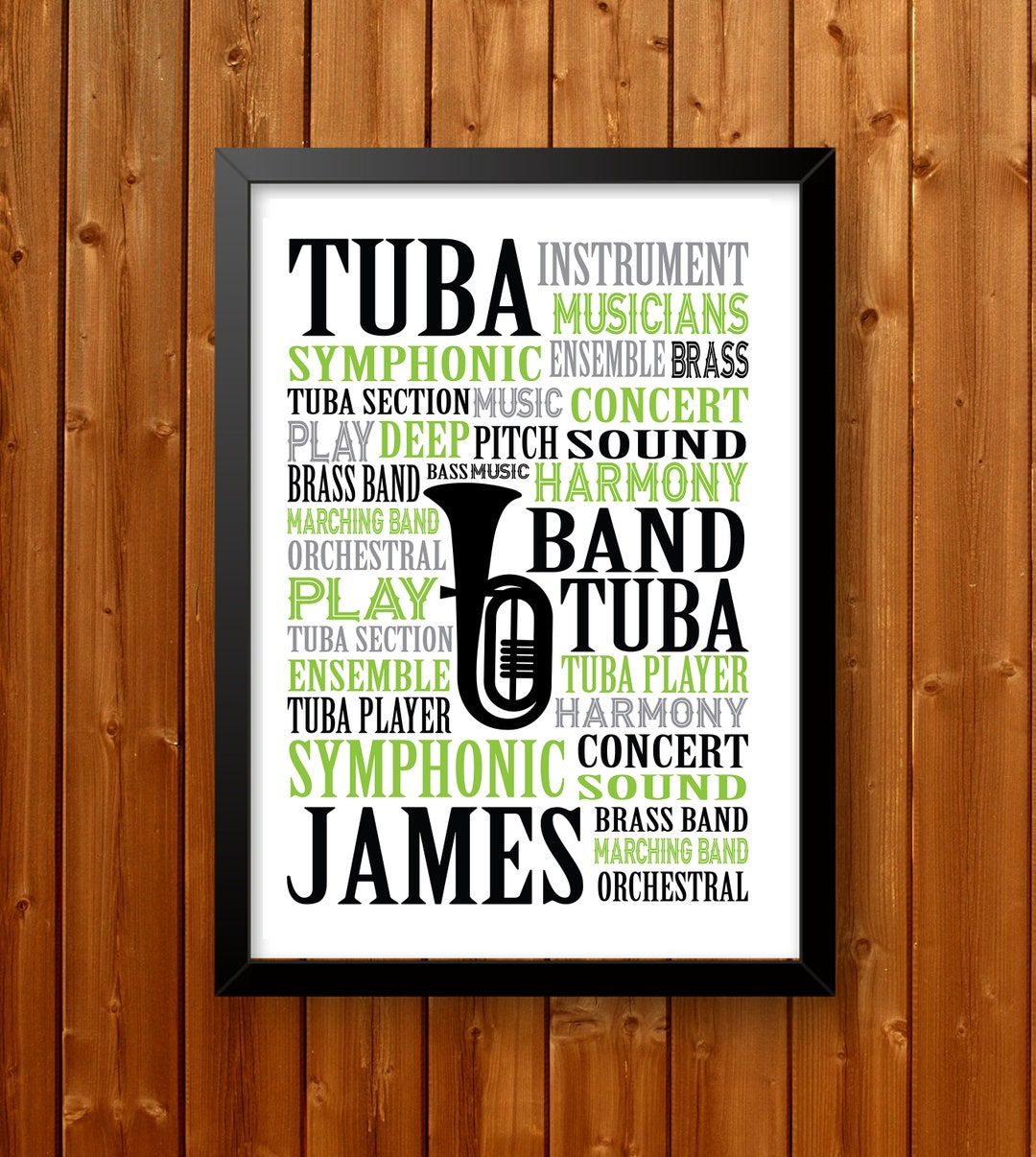 Personalised Tuba Typography Poster, Tuba Poster, Band Teacher Gift ...