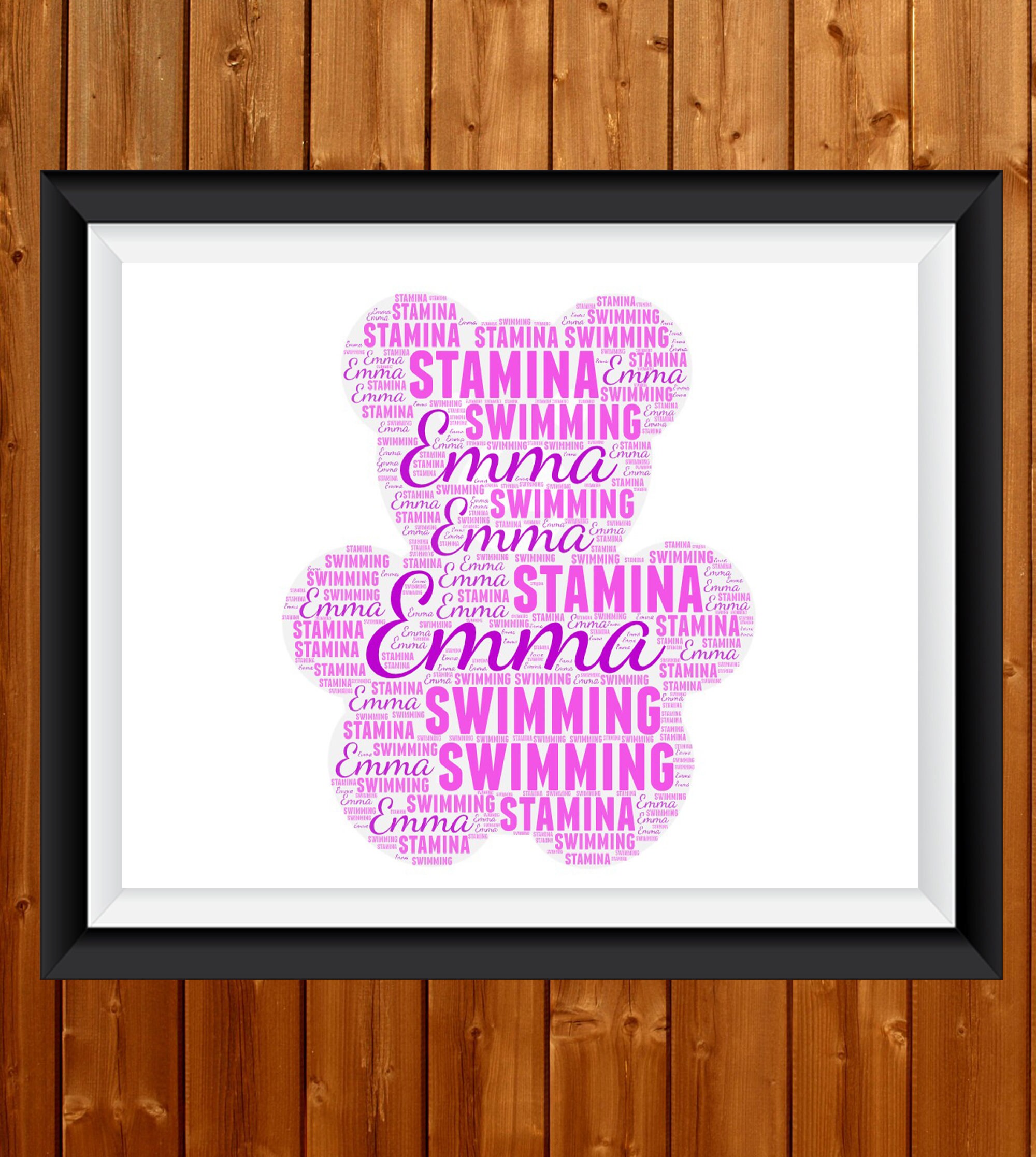 Personalised Teddy Bear Word Art New Baby Birth Details | Etsy