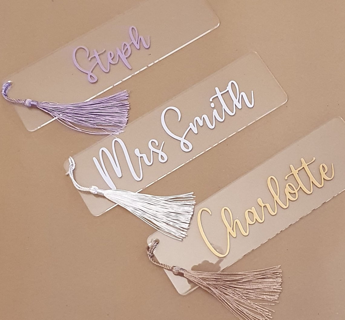 Clear acrylic personalised bookmark gift for teachers book | Etsy