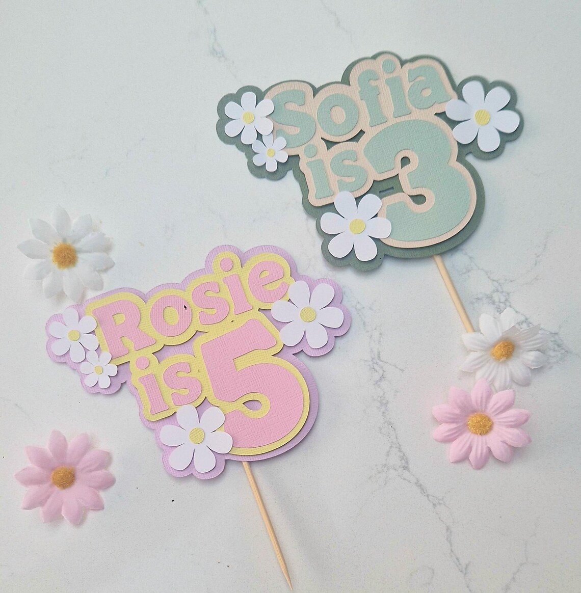 Daisy Detail Cake Topper - Summer Cake Topper - Kids Party Decoration ...