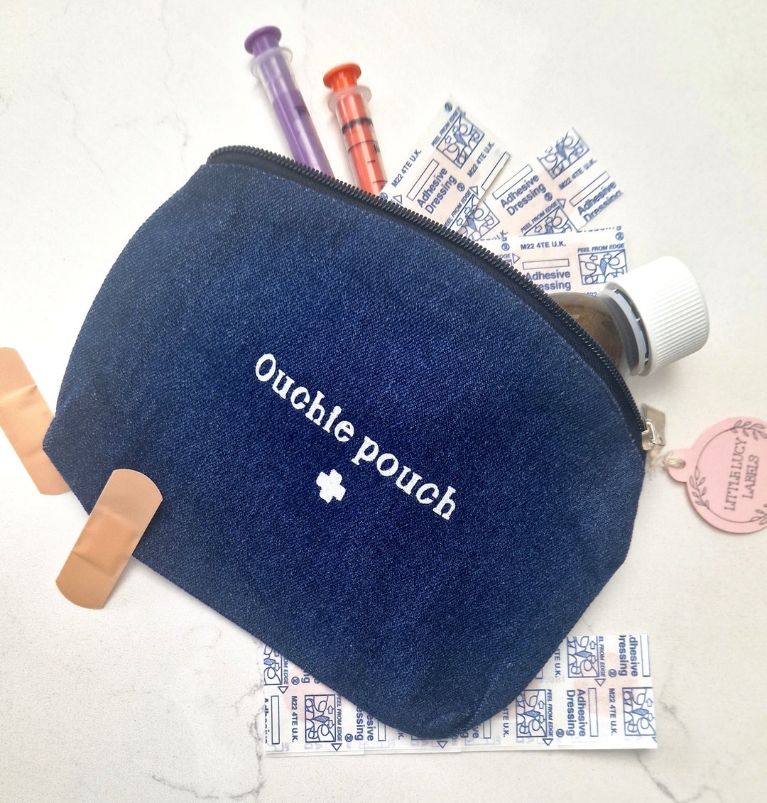 Ouchie Pouch - First Aid Pouch - Denim Pouch With Glitter Text - Bag ...