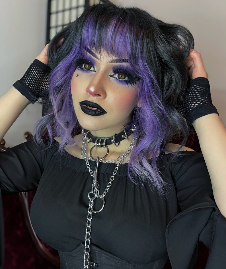 Black E-Girl Wig Peekaboo Bangs | Etsy