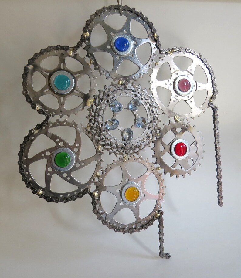 Bicycle Wall Art - Recycled Bike Chain & Gears - Handmade Mandala With ...