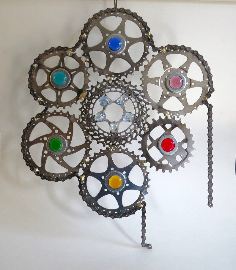 Bicycle Wall Art - Recycled Bike Chain & Gears - Handmade Mandala With ...