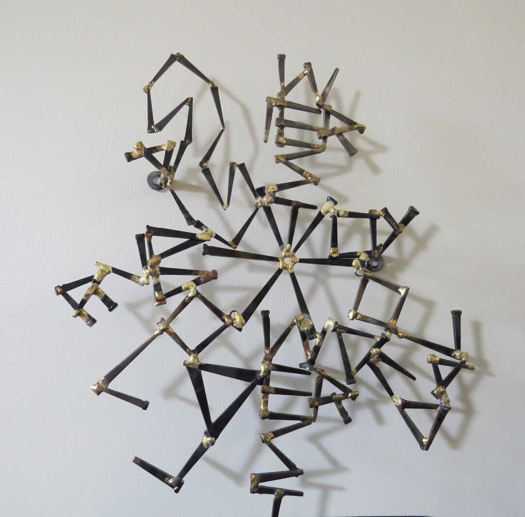 Alphabet Soup Handmade Wall Art Sculpture - Brazed Steel Nails Wall ...